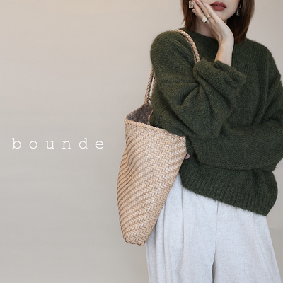 bounded手工真皮头层牛皮托特包