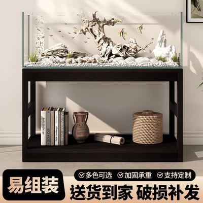 超强承重家用客厅多层松木鱼缸架