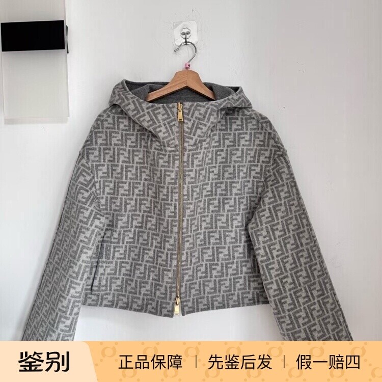 fendi 芬迪 羊毛 老花满印双面 外套 42码气质显瘦春秋装短外套