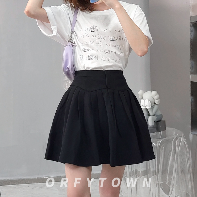 黑色高腰半身百褶裙小飞象Ailes d orfy短裙女夏季风性感修身显瘦_虎窝淘