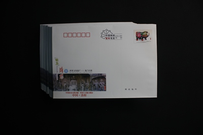 洛阳龙门石窟图案，邮政出品1.6元邮资封寄信免贴邮票无地址信封