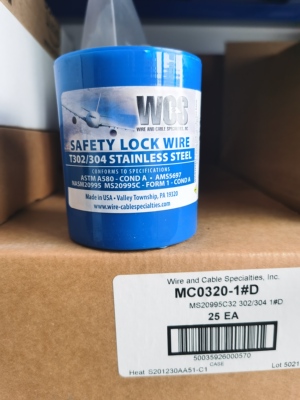 WCS SAFETY WIRE NASM / MS20995C ASTMA580保险丝紧固件锁紧线