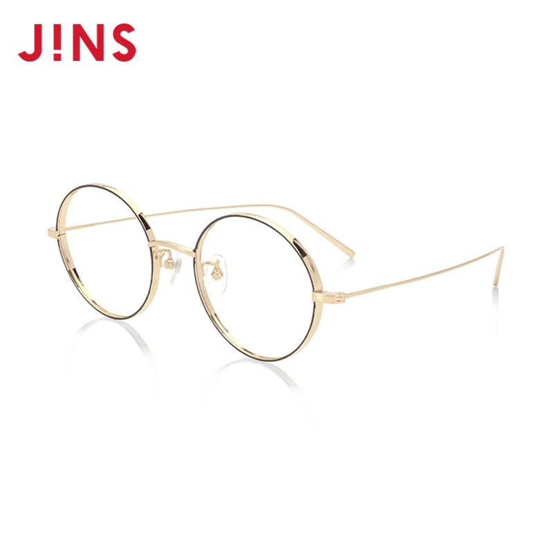 JINS睛姿含镜片时尚男女钛框圆框近视镜可配防蓝光镜片UTF19S143_虎窝淘