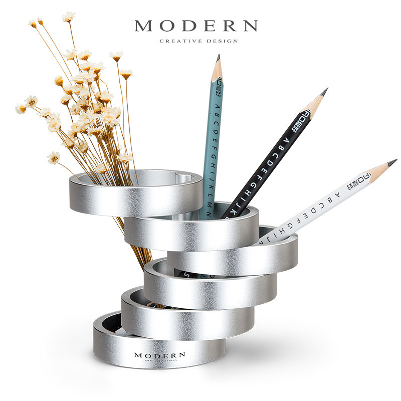 新品Modern多变造形笔筒 办公桌面创意摆件 金属笔筒时尚笔架