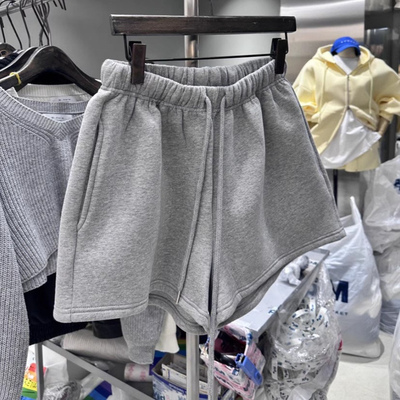 抽绳紧腰休闲短裤女阔腿运动卫裤