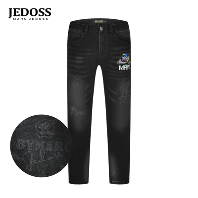 JEDOSS/爵迪斯男装夏季专柜新款简约字母章仔水印牛仔裤JZ905