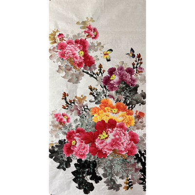 136X68CM中堂装饰国画花鸟画纯手绘四尺牡丹花开富贵MR5050301-5