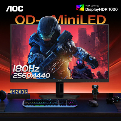 AOC27英寸2K高清180Hz电竞QD-MiniLED电脑高刷显示器Q27G41XMN屏