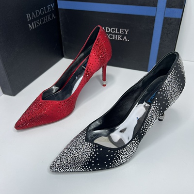 BADGLEY MISCHKA巴吉利 米诗卡断码撤柜尖头细高跟鞋水钻跟单鞋39