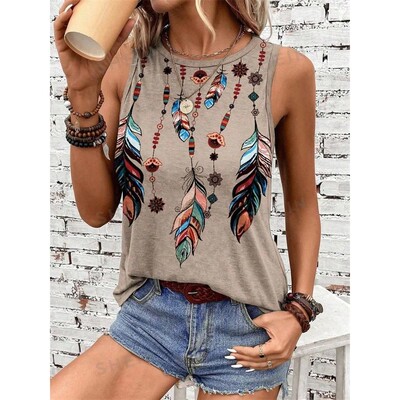 2025 New Indian Nation Print Women's Tank Top Outdoor Street