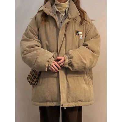 Corduroy Parkas Women Oversized Down Coats Winter Streetwear