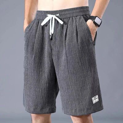 Lce Silk Shorts Men's Thin Sports Cropped Pants Loose Straig