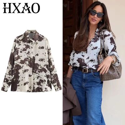 HXAO Women's Shirt Animal Printed Shirts & Blouses Spring Sa