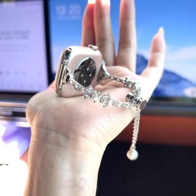 MAPUCE小糖果银色手表带适用苹果高级感applewatchS11/10精致表带