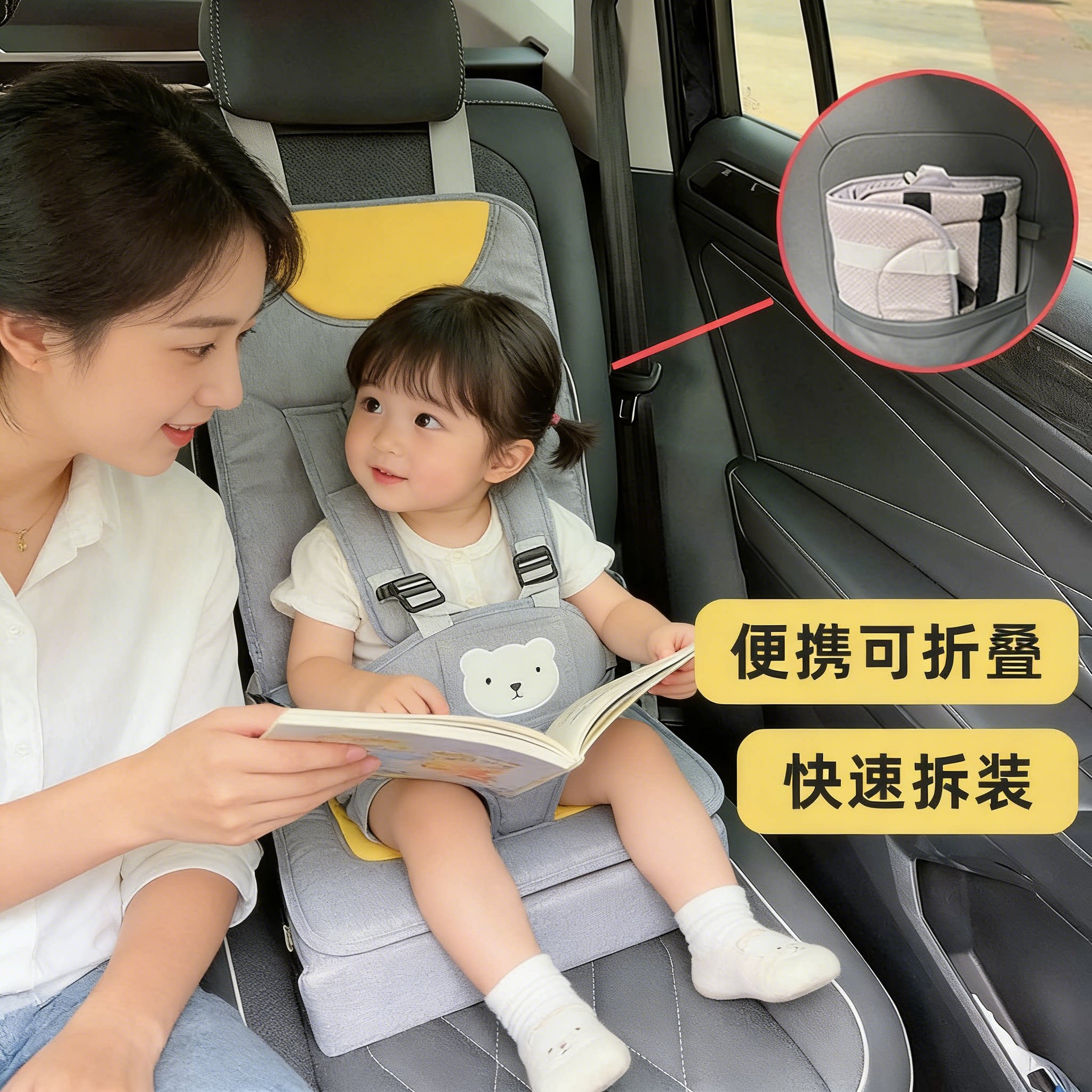 0-12岁宝宝儿童车载安全带电动车通用便携式座椅婴儿汽车简易坐垫