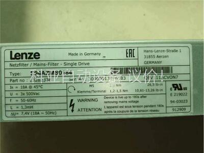德国伦茨9400滤波器，E94AZMS0184，功能完好，成(议价)