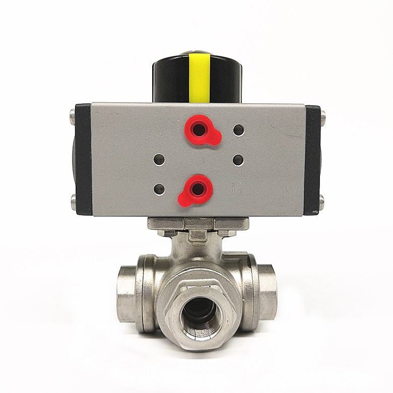 气动三通丝口球阀T/L型Q614/5F-16气动三通球阀DN8 DN10 DN15_虎窝淘
