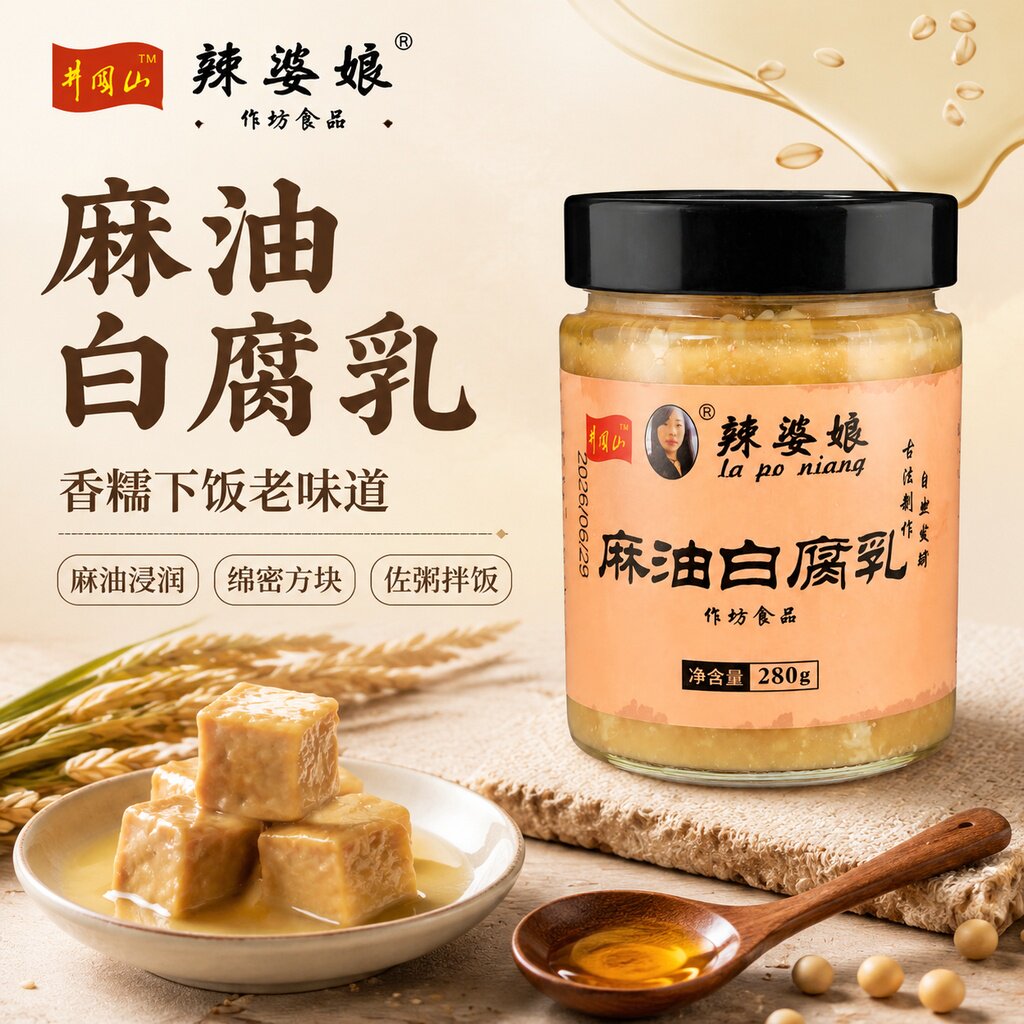 辣婆娘独立包装罐装豆腐乳农家自制手工麻油白霉豆腐开胃下饭菜
