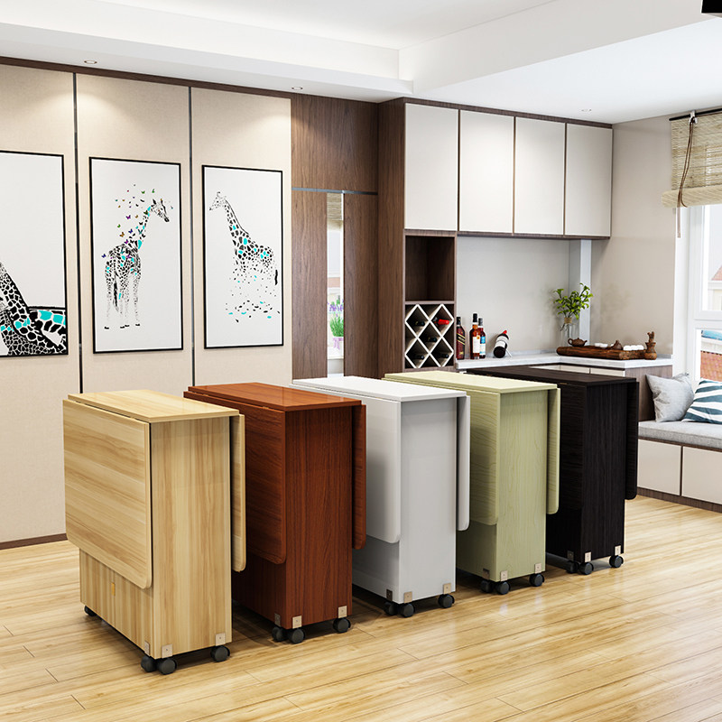 折叠桌子折叠餐桌家用小户型长方形吃饭桌子折叠4人可伸缩移动_虎窝淘