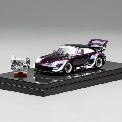 现货 MOTORHELIX MH 1:64 保时捷RWB993 ARMY GIRL 合金汽车模型