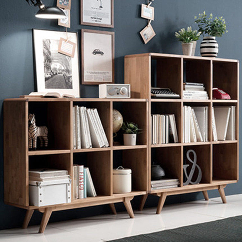 Nordic original wooden bookcase simple modern rubber wooden Japanese ...