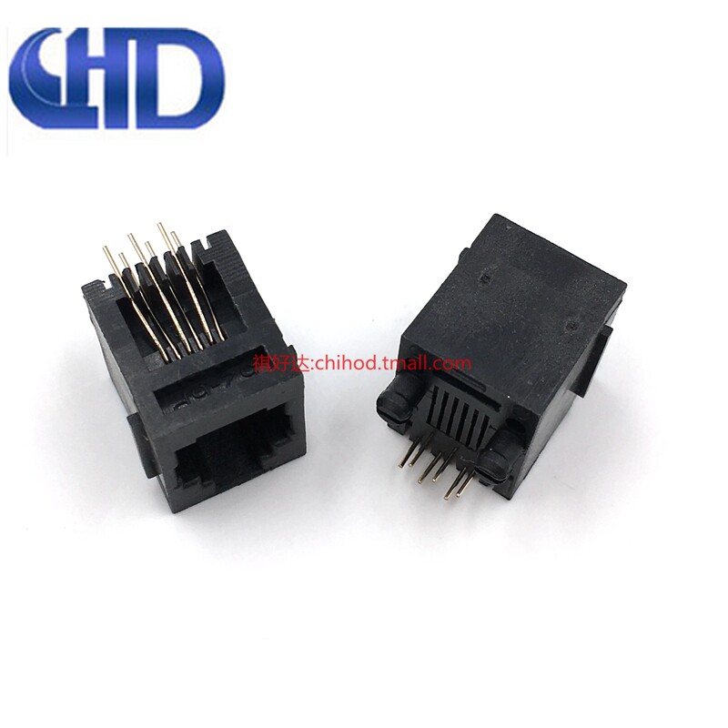 RJ11 RJ12电话插座 90/180度6芯水晶头95001-6P6C母座