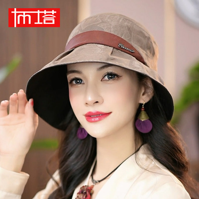 布塔香云纱女士桑蚕丝防晒渔夫帽遮阳帽PT0664