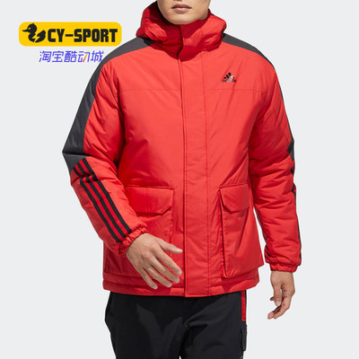 阿迪达斯正品新款本命年红色棉服