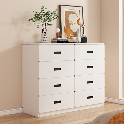 简约收纳实木五斗柜奶油风极简超薄客厅储物柜卧室靠墙组合抽屉柜