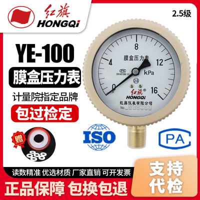 厂家直销红旗仪表燃气膜盒压力表