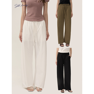 Sdd Anerog夏季薄款直筒显瘦松紧休闲基础弯刀裤女长裤