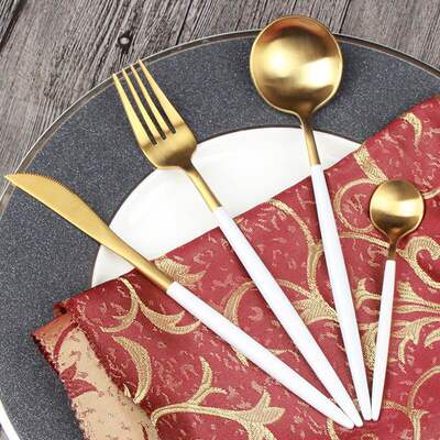 西餐刀叉不锈钢餐具粉色牛排刀叉葡萄牙同款蓝色三件套刀叉勺套装