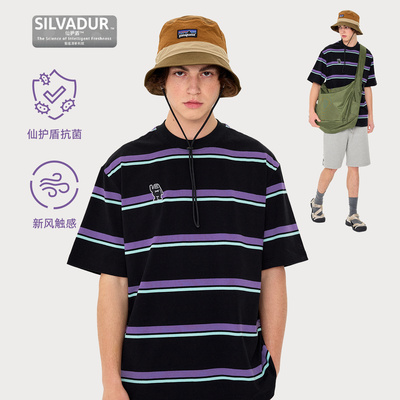 SAMESAME24SS山系凉感条纹短袖T恤男女户外日系复古宽松休闲情侣