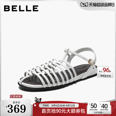 百丽镂空透气罗马凉鞋女2026夏季新款沙滩猪笼包头凉鞋子G3E1DBL6