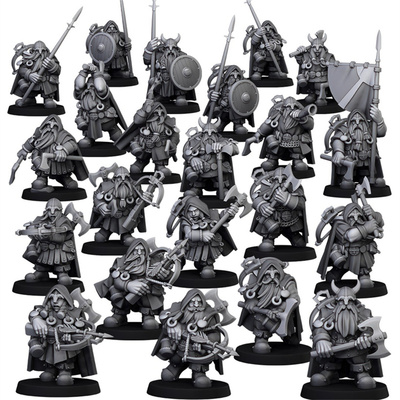 【矮人】山羊骑兵 飞斧队 长矛兵 弩手 中古战争锤神棋子模型