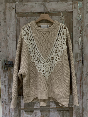 现货VIOLETTE ROOM日本小众设计宽松镂空拼接针织衫