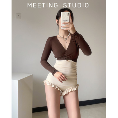 遇见MEETING连体长袖显瘦泳衣