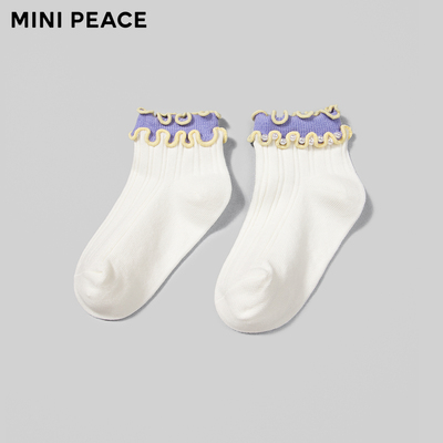【专柜同款】MINIPEACE太平鸟童装女童袜子珍珠花边中筒袜宝宝秋