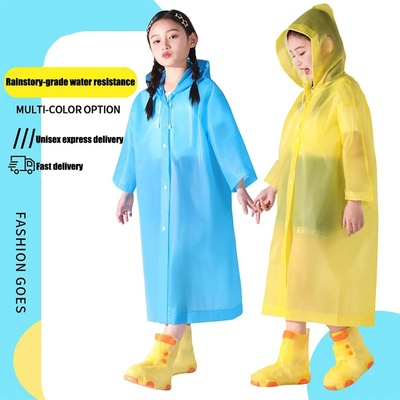 Children's Waterproof Rain Poncho Non-Disposable Travel Rai