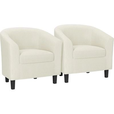 Corduroy Barrel Chairs Set of 2,Upholstered Club Chairs Soft