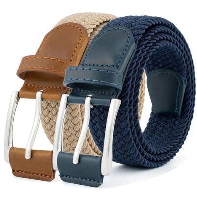 Stretch Woven Breathable Alloy Pin Buckle Belt for Men Women