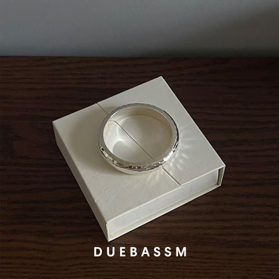 DUEBASSM纯银手工捶纹开口手镯