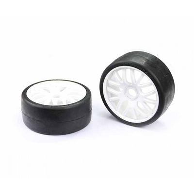 Arrowmax 1/8 GT Tire Medium Glued  White (2) AM-042702