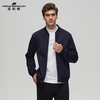 MENHARDUM/蔓哈顿男装秋季新款 男士休闲外套美式棒球领条纹夹克