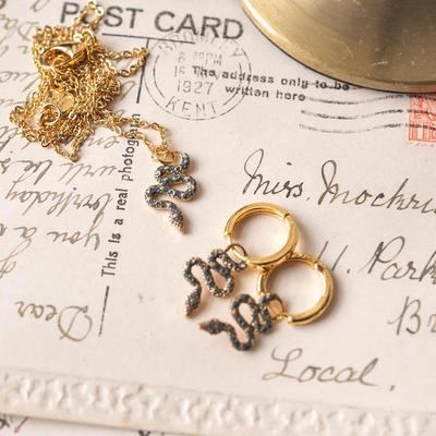 英国Fable星月灵蛇珐琅锁骨链