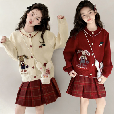 女童红色毛衣秋冬2026新款儿童冬装洋气加厚女大童过年内搭针织衫