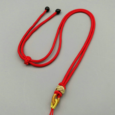 红伸缩拉男女项链挂绳金色手编