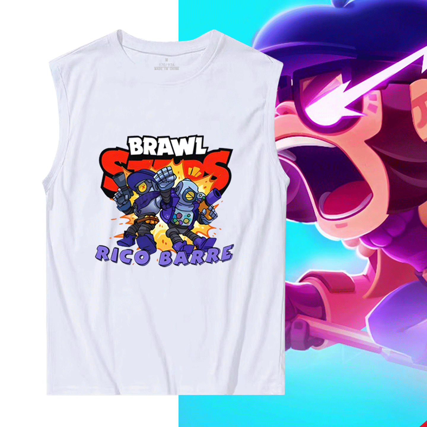 荒野乱斗BrawlStars可定制无袖背心T恤夏联名斯派克里昂情侣男女