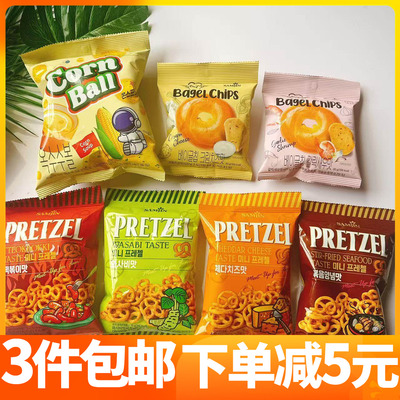 【现货】韩国SAMJIN三进蝴蝶结切达芝士芥末海鲜碱水结贝果玉米球