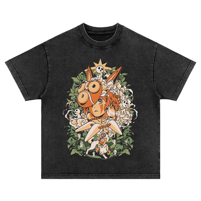 卡通动漫 重磅美式T恤复古vintage男女水洗做旧长短袖上衣纯棉tee